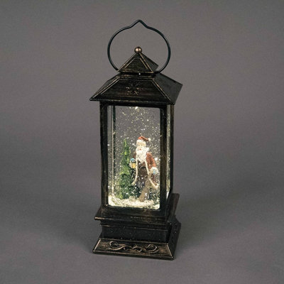 Snowtime Battery Operated 27cm LED Water Lantern With Santa