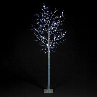 Snowtime Outdoor or Indoor Birch Tree with Ice White LEDs - 2.4M - 136 ...
