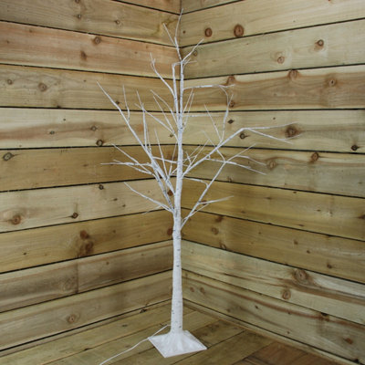 Snowtime Outdoor or Indoor Birch Tree with Ice White LEDs - 2.4M - 136 ...
