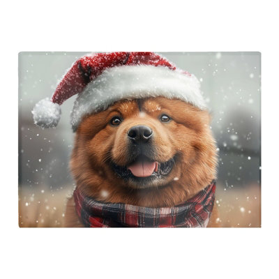 Snowy Christmas Chow Glass Chopping Board