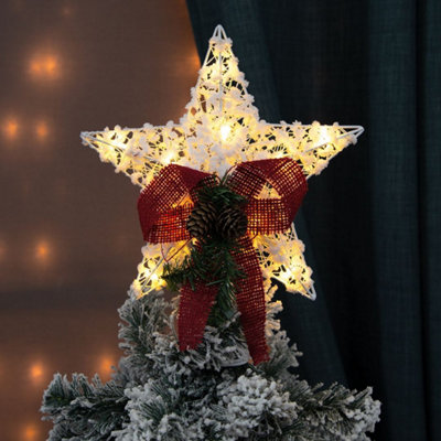 Snowy Star Shaped Christmas Tree Topper