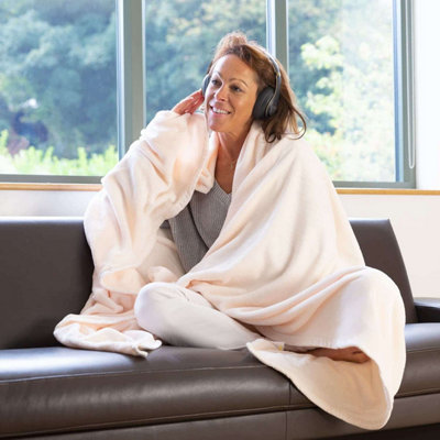 Snug-Rug Premium Blanket Luxury Sherpa Fleece Sofa TV Throw Large ...