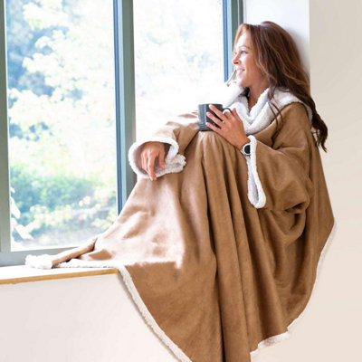 Snug Rug Sherpa Soft Faux Suede Blanket with Sleeves Sleeved Blankets ...
