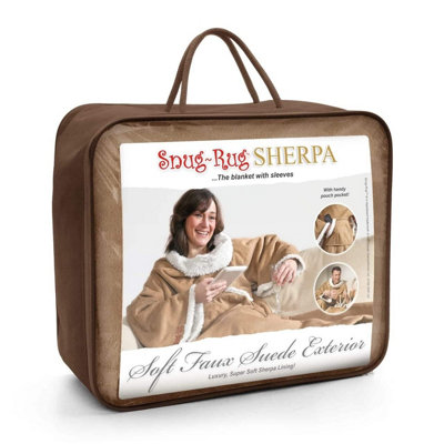 Snug Rug Sherpa Soft Faux Suede Blanket with Sleeves Sleeved Blankets ...