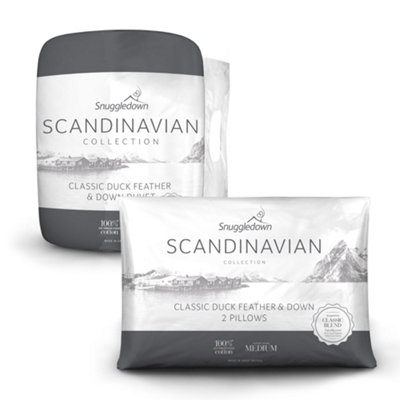 Snuggledown Scandinavian Duck Feather And Down Duvet, 2 Medium Pillows ...