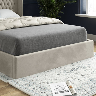 Snuggler Curved Top Winged Upholstered Soft Velvet Designer Bed Frame