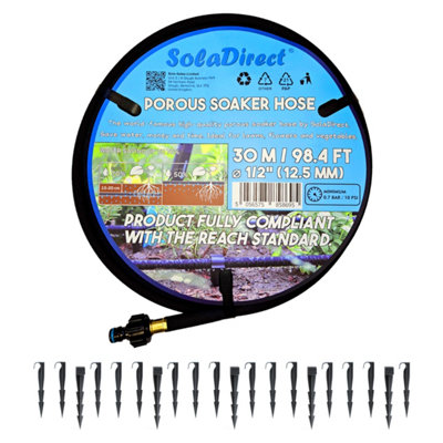 Soaker Hose, Porous Pipe, 30 m / 98.4 ft Long with Connectors, REACH ...