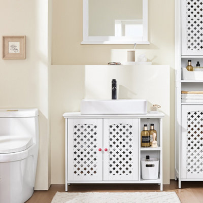 SoBuy BZR210-W, Under Sink Bathroom Cabinet with 2 Doors & Open Shelf ...
