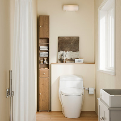 SoBuy BZR34-II-PF,Tall Bathroom Cabinet with Adjustable Shelves and ...