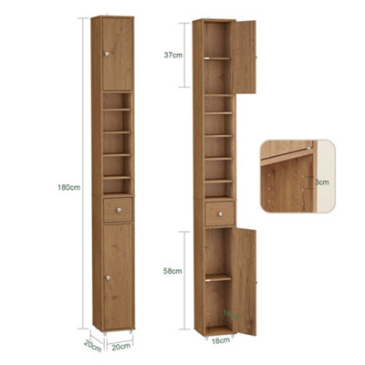 SoBuy BZR34-II-PF,Tall Bathroom Cabinet with Adjustable Shelves and ...