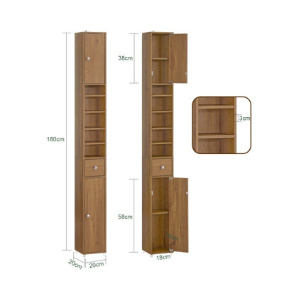 SoBuy BZR34-PF,Tall Bathroom Cabinet,Slim Bathroom Storage Unit ...