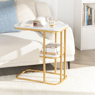 SoBuy FBT110-G, Side Table with 2 Shelves, Coffee Table Sofa Table ...