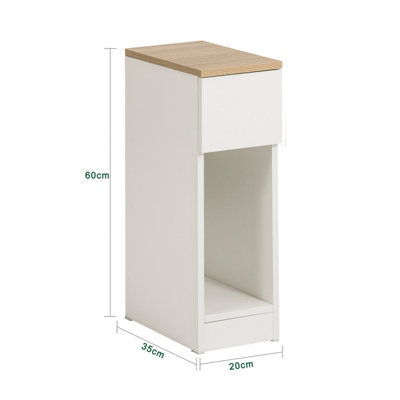 SoBuy FBT111-NW, Slim Bedside Table Bedside Cabinet Narrow Side Table ...