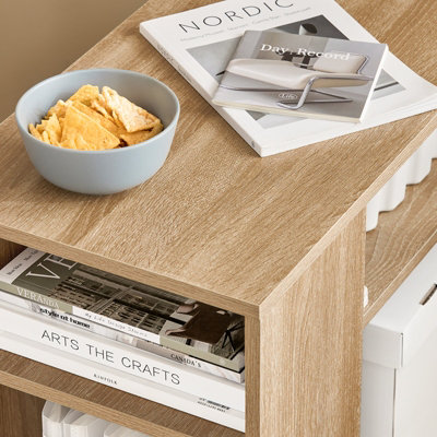 SoBuy FBT34-N, Side Table End Table with Storage Shelves, 2 Tiers ...