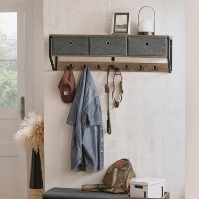 SoBuy FHK26-N, Wall Coat Rack Wall Shelf Wall Storage Cabinet Unit ...