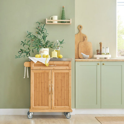 SoBuy FKW13-N, Bamboo Kitchen Cabinet, Kitchen Storage Trolley Cart ...