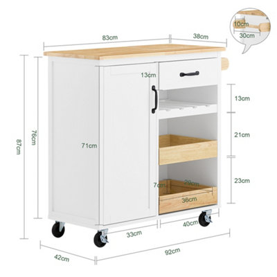 SoBuy FKW131-NW, Rolling Kitchen Storage Islands & Carts Storage ...