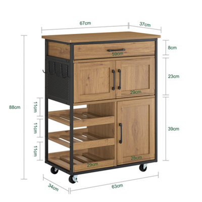 SoBuy FKW134-N, Kitchen Trolley with Wheels Multi-Functional Storage ...