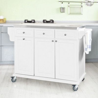 SoBuy FKW33-W, Luxury Kitchen Trolley Kitchen Island with Stainless ...