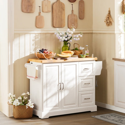SoBuy FKW41-NW, Extendable Kitchen Island Cabinet Sideboard Storage ...