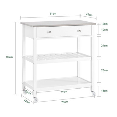 SoBuy FKW47-II-W, Kitchen Trolley Cart Storage Kitchen Island on Wheels ...