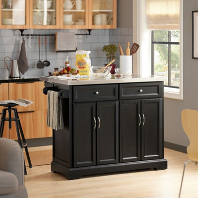SoBuy FKW71-SCH, Kitchen Island on Wheels Rolling Kitchen Storage ...