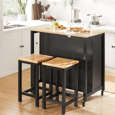 SoBuy FKW74-SCH Serving Trolley with Casters Kitchen Trolley with ...