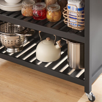 SoBuy FKW74-SCH Serving Trolley with Casters Kitchen Trolley with ...