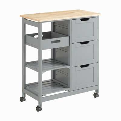 SoBuy FKW79-HG, Kitchen Trolley Cart Storage Serving Trolley with 3 ...