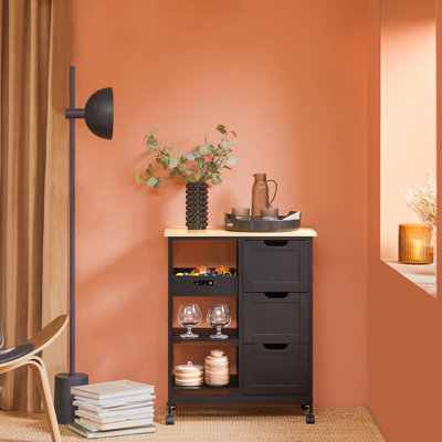 SoBuy FKW79-SCH, Kitchen Trolley Cart Storage Serving Trolley with 3 ...