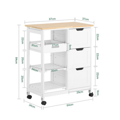 SoBuy FKW79-W, Kitchen Storage Trolley Cart Storage Trolley Serving ...