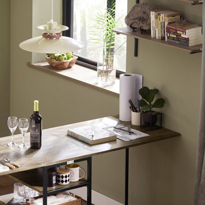 SoBuy Folding Dining Table with 3 Shelves Wood Kitchen Dining Room Table