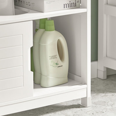 SoBuy FRG128-II-W, Under Sink Bathroom Cabinet with Sliding Doors, Slim ...