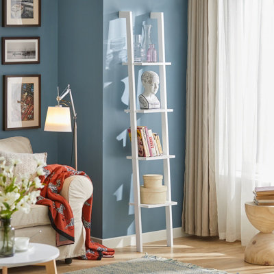 SoBuy FRG15-W, Modern 4 Tiers Ladder Shelf Wall Shelf Stand Shelf, White