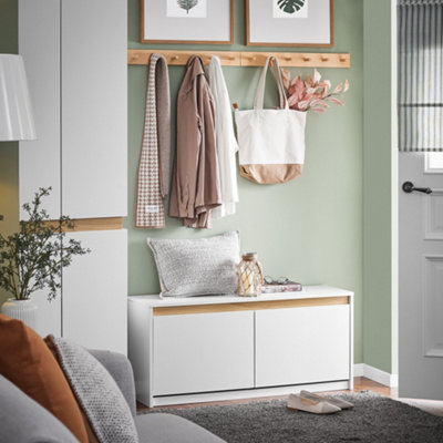 SoBuy FSR171-W, Hallway Shoe Bench Shoe Cabinet Shoe Rack with 2 Flip ...