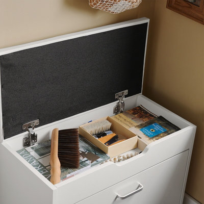 SoBuy FSR95-W, Shoe Rack Shoe Bench Shoe Cabinet with Folding Padded ...