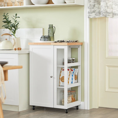 SoBuy Kitchen Storage Trolley with 3 Tier Shelves White 75cm