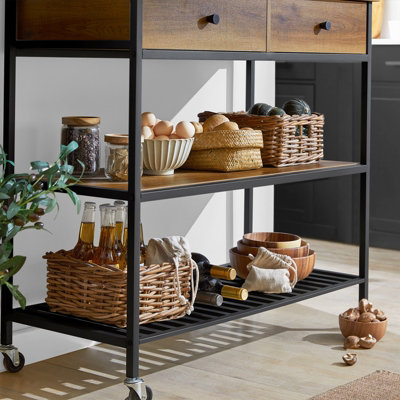 SoBuy Kitchen Trolley Cart Industrial Vintage Style Storage with 2 ...