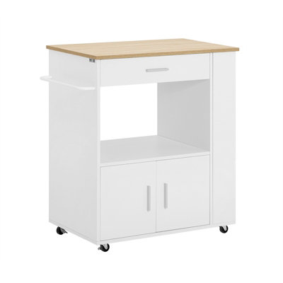 SoBuy Kitchen Trolley Cart Storage Serving Microwave Cabinet White
