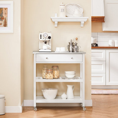SoBuy Kitchen Trolley Cart with Stainless Steel Top, Multi-Tier Storage ...