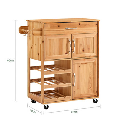 SoBuy Kitchen Trolley with 1 Drawer 75x38x86cm Rustic FKW45-N