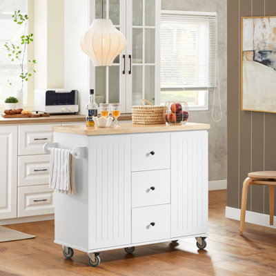 SoBuy Kitchen Trolley with 3 Drawers 115x46x92.5cm Functional FKW96-II-NW