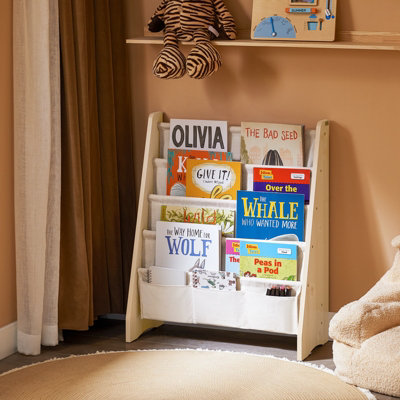 SoBuy KMB50-N, Children Kids Bookcase Book Shelf 4 Tiers Sling Storage ...
