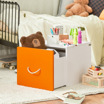 SoBuy KMB74-W, Children Kids Storage Bench with Mobile Storage Chest ...