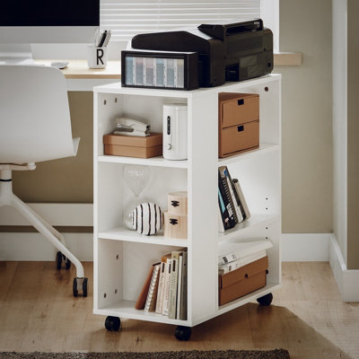 SoBuy Mobile Bookcase Storage Shelf 3 Tier Rolling Printer Stand Desk ...