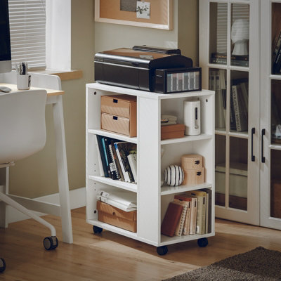 SoBuy Mobile Bookcase Storage Shelf 3 Tier Rolling Printer Stand Desk ...