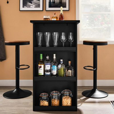 SoBuy Tall Breakfast Bar Table Modern Dining Table with 3-Tier Storage ...