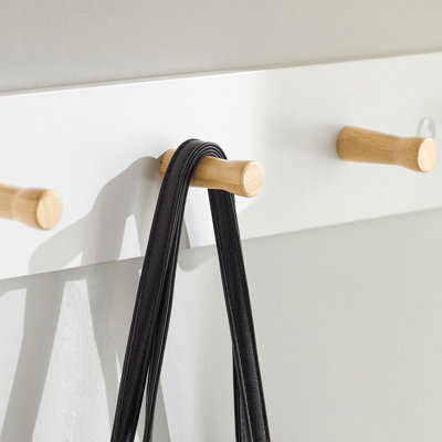 SoBuy Wall Shelf Coat Rack with Shelves and Hooks White Wall Mounted ...