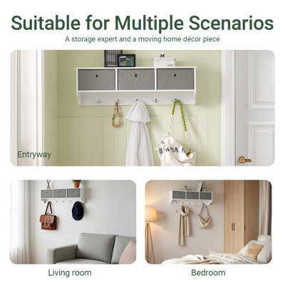 SoBuy Wall Storage Cabinet Coat Rack Shelf Unit White Wall Mounted