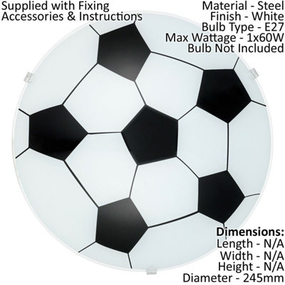 Soccer Design Wall Flush Ceiling Light with White Satin Glass Shade